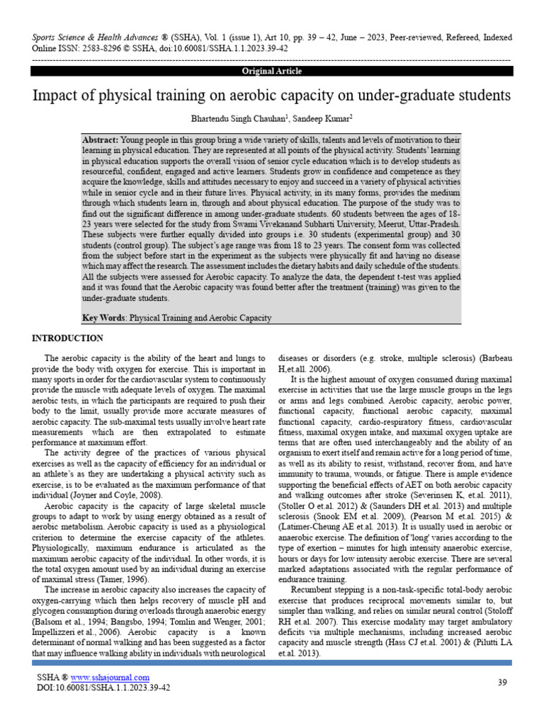 Aerobic Exercise On Student | PDF | Aerobic Exercise | Skeletal Muscle