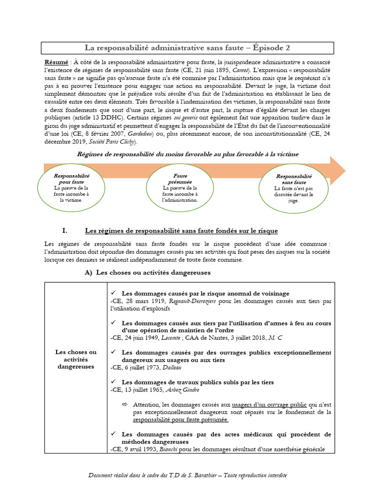 Responsabilité administrative sans faute | PDF | Responsabilité du fait ...