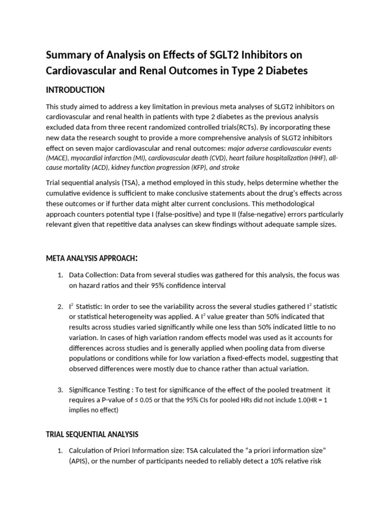 Summary of Analysis On Effects of SGLT2 Inhibitors On Cardiovascular ...