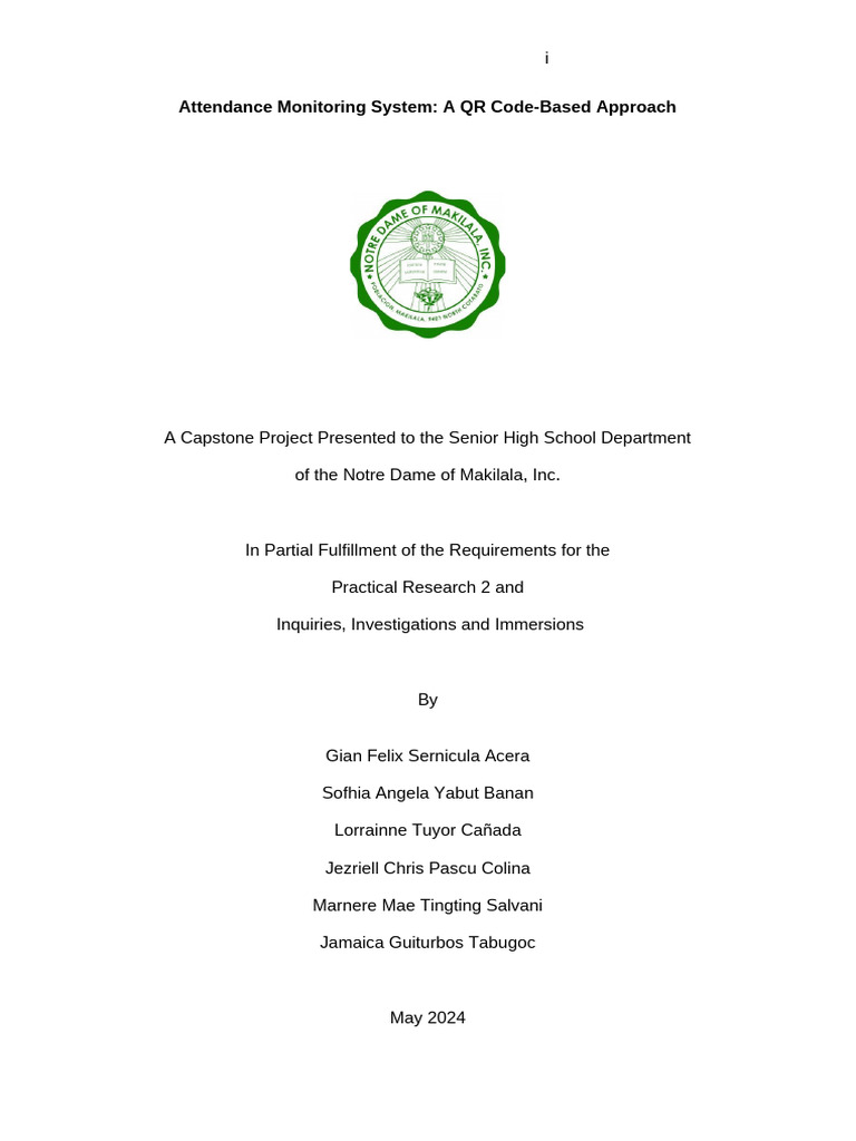 Attendance Monitoring System: A QR Code-Based Approach | PDF | Qr Code | Barcode