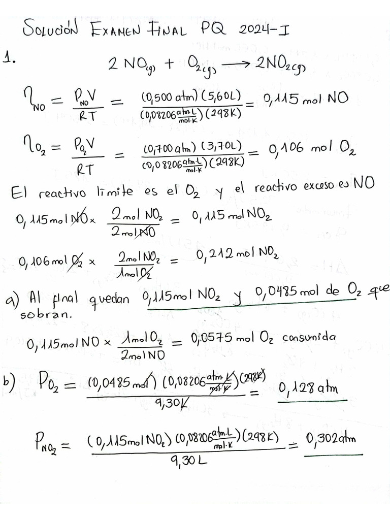 Solución Examen Final PQ 2024-I | PDF