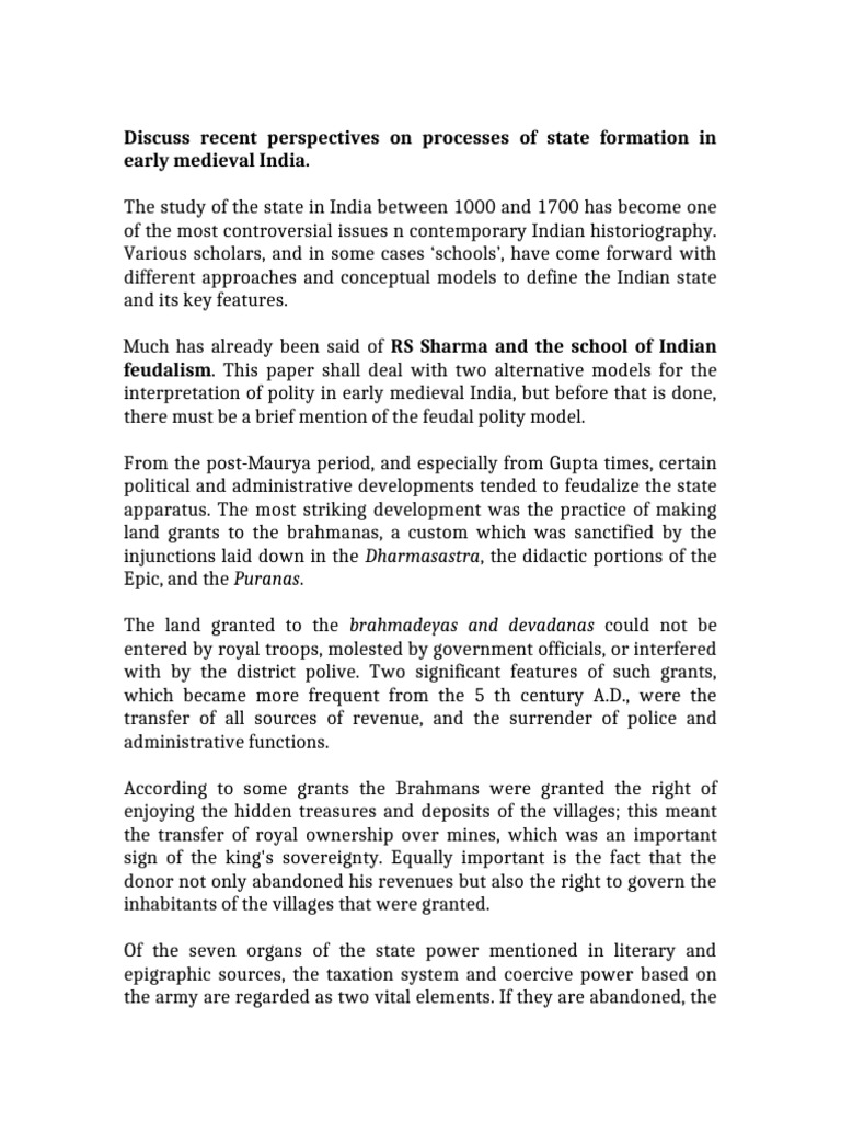 State Formation in Early Medieval India | PDF | State (Polity) | Feudalism