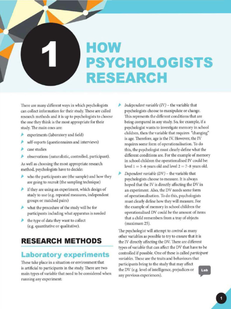 Psychologists' Research Methods Explained | PDF | Experiment | Sampling ...