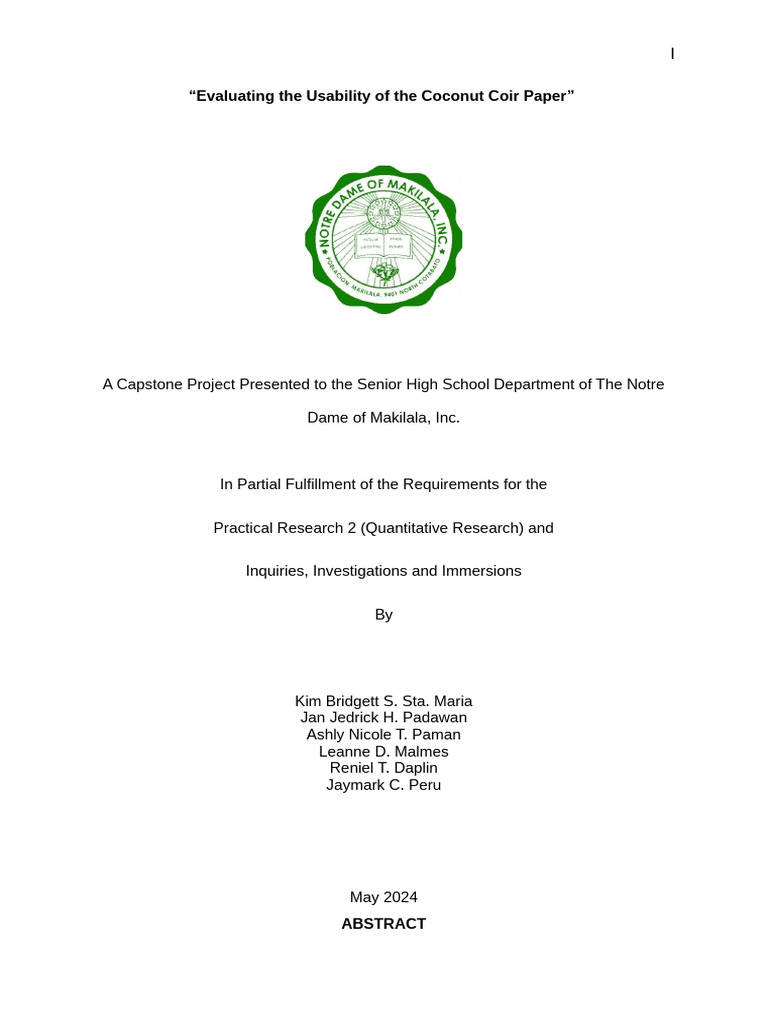 Usability of Eco-Friendly Coir Paper | PDF | Usability | Methodology