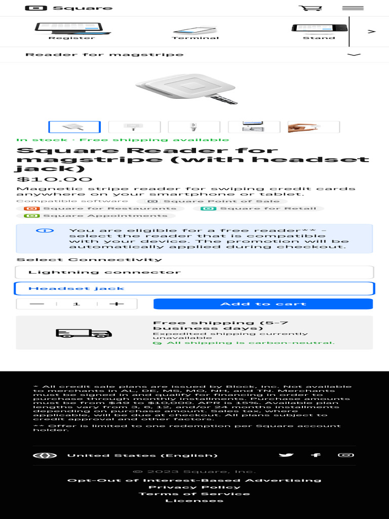 Free Credit Card Reader From Square Square Shop | PDF | Business ...