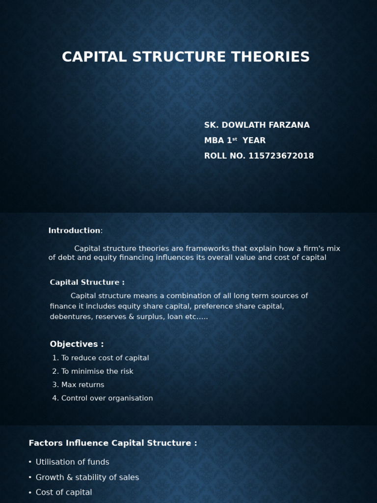 Capital Structure Theories | PDF | Capital Structure | Cost Of Capital