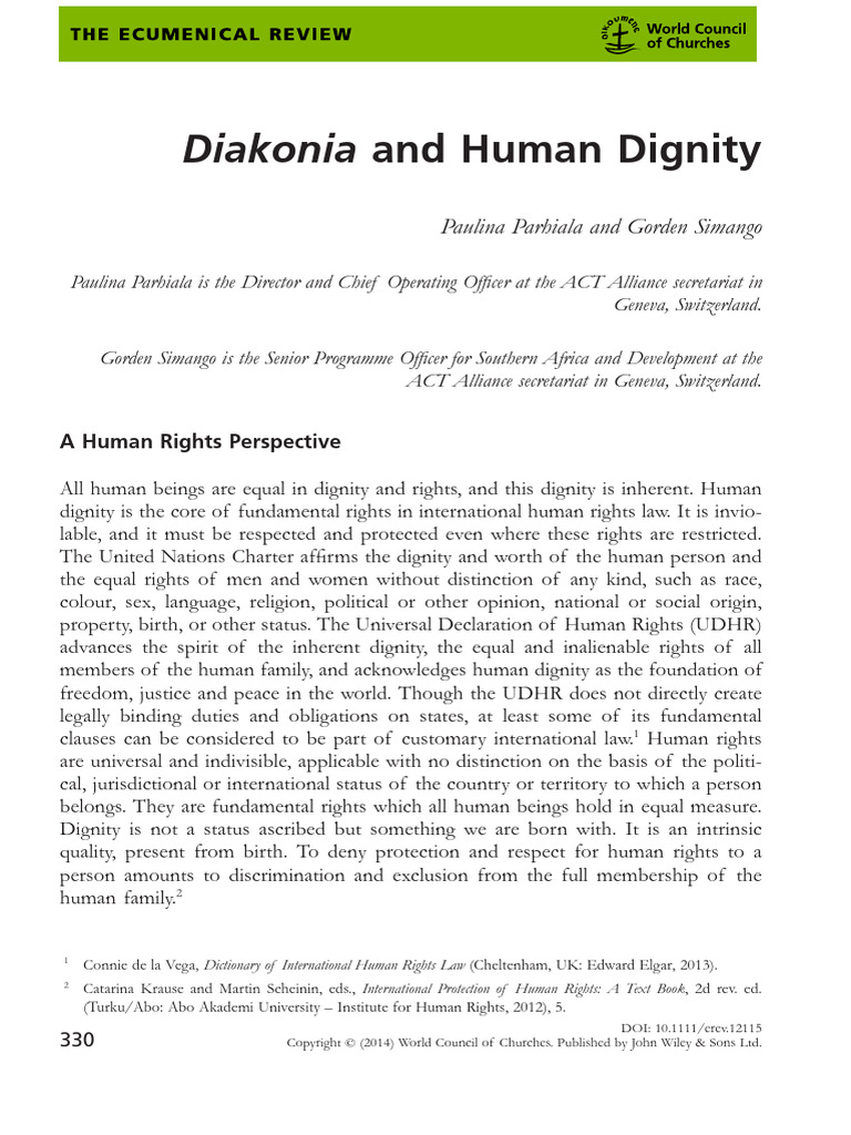 Diakonia and Human Dignity | PDF | Human Rights | Dignity