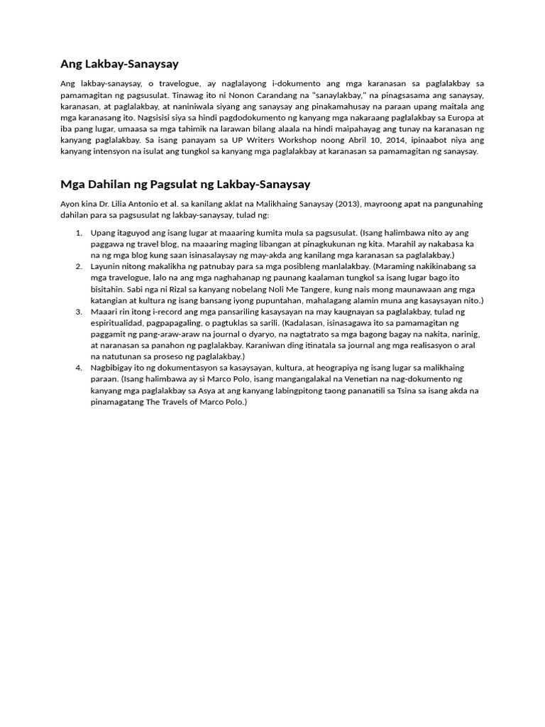 The Travel Essay - Filipino | PDF