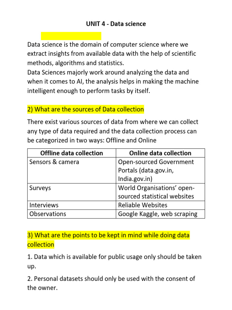 Data science notes | PDF | Data | Data Science Data science notes | PDF | Data | Data Science