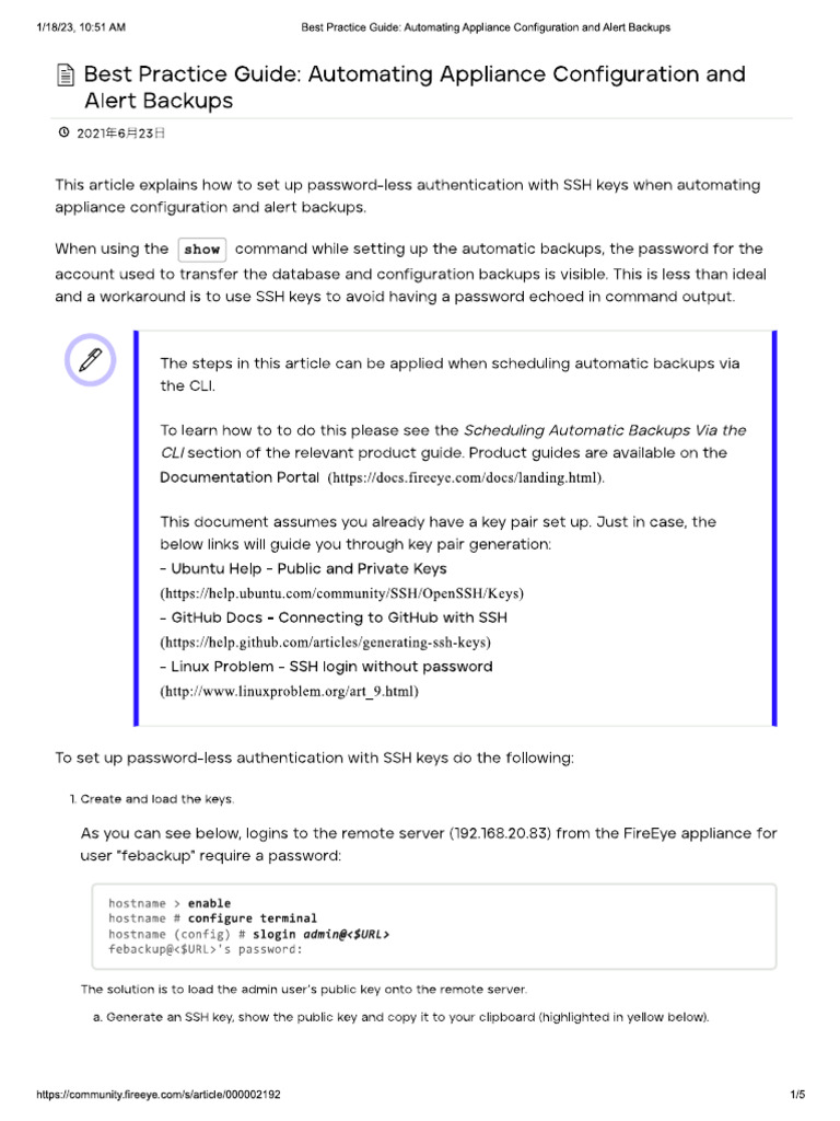 Best Practice Guide - Automating Appliance Configuration and Alert Backups | PDF