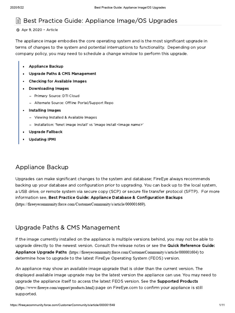 Appliance Image Upgrade Best Practices | PDF | Computing | Computer ...