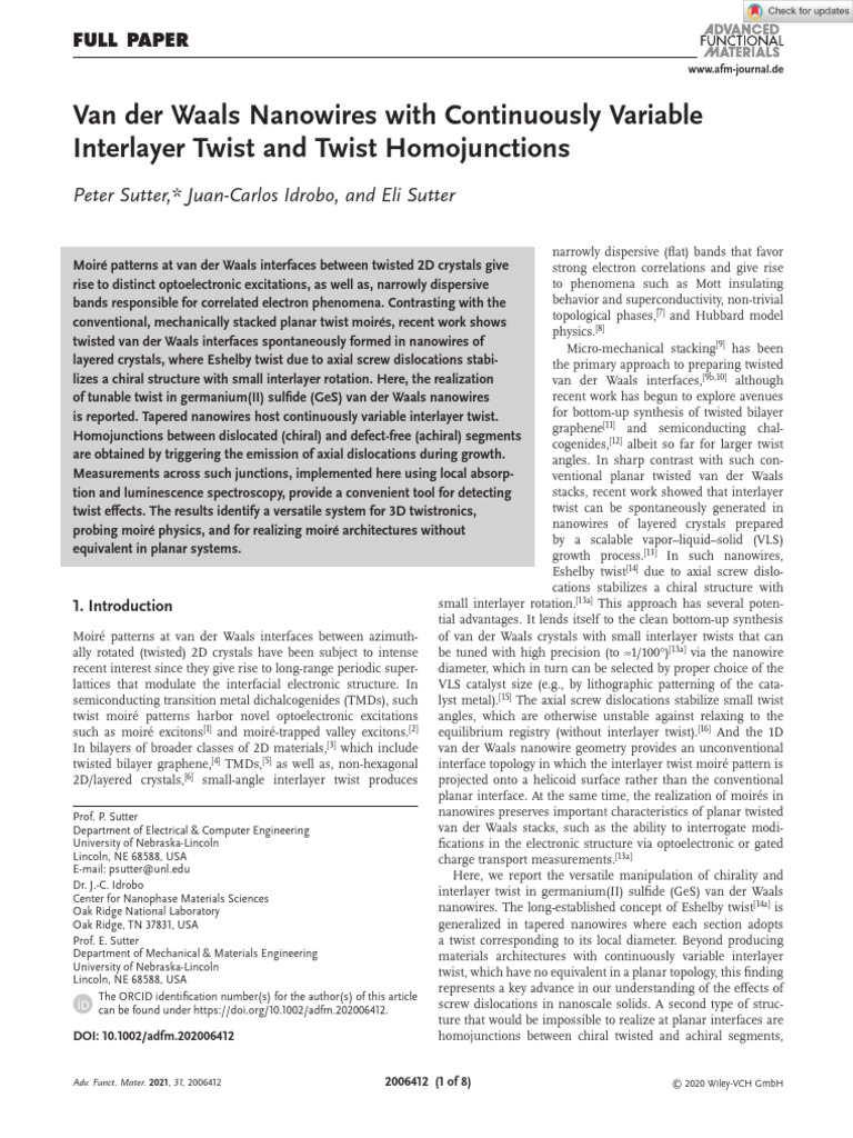 Variable Twist in GeS Nanowires | PDF | Nanowire | Dislocation