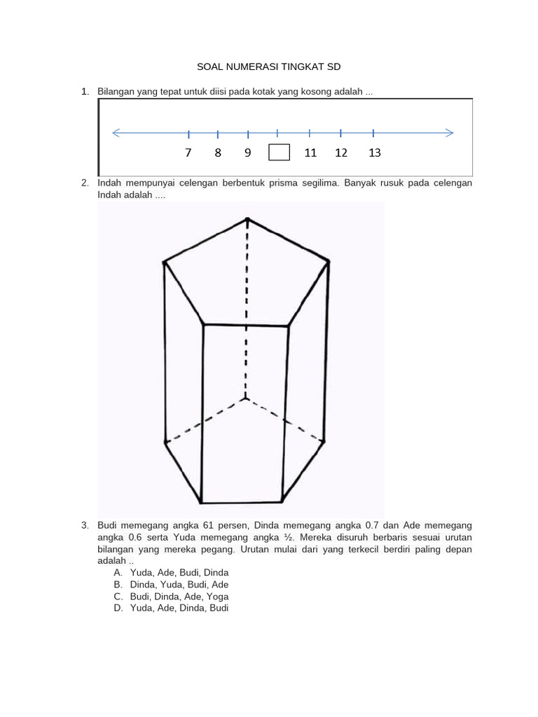 Soal Numerasi Tingkat SD | PDF | Olahraga & Rekreasi | Griya & Taman