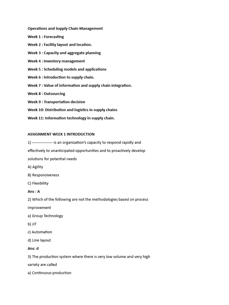 Operations and Supply Chain Management Notes | PDF | Logistics ...