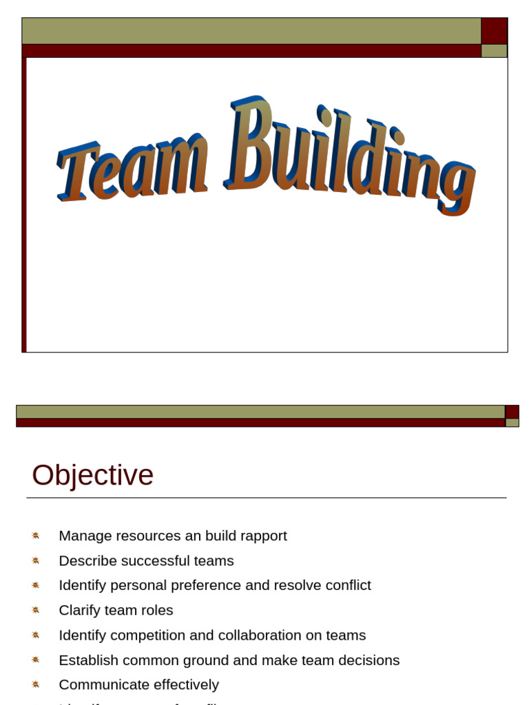 Team Building Games for Effective Teams | PDF | Behavioural Sciences ...