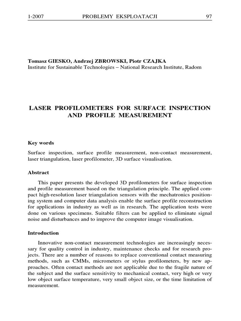 Laser_profilometers_for_surface_ins | PDF | Uncertainty | Metrology