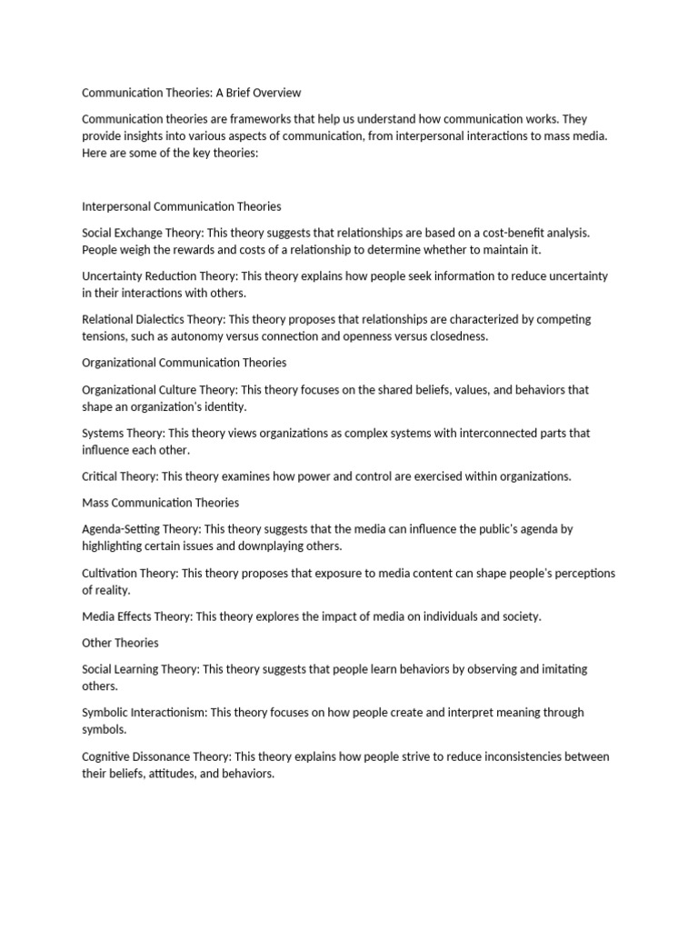 Communication Theories | PDF | Science & Mathematics