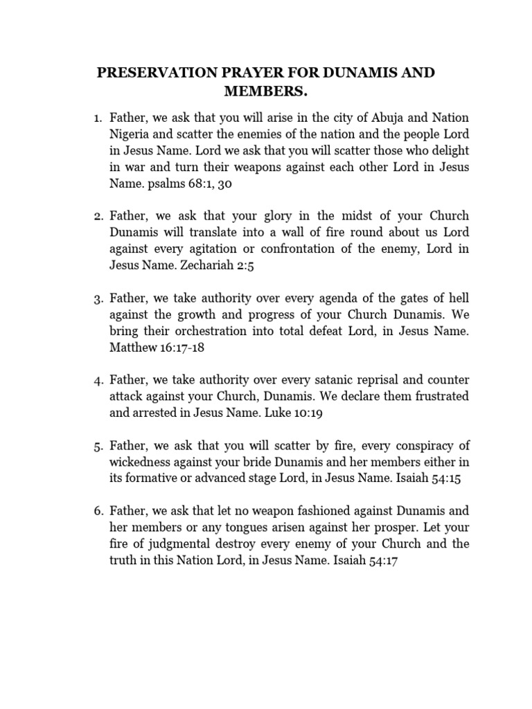 Dunamis Preservation Prayer Points | PDF | Politics | History
