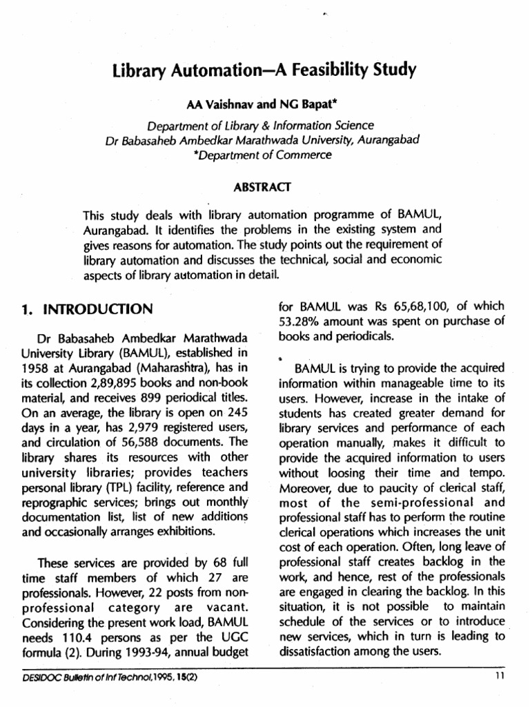 Library Automation A Feasibility Study | PDF | Libraries | Cost