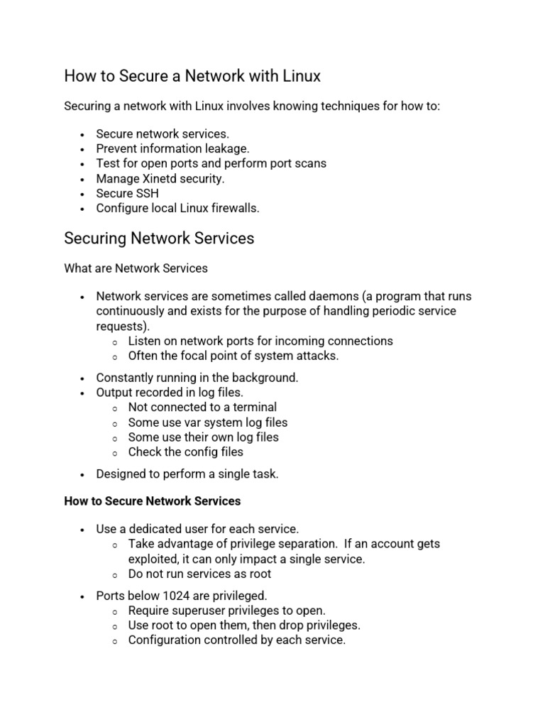 Linux Network Security Guide | PDF | Port (Computer Networking) | Software