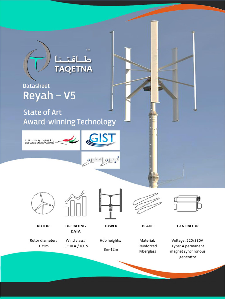 REYA - V5 Wind Turbine Datasheet | PDF | Wind Turbine | Electric Generator