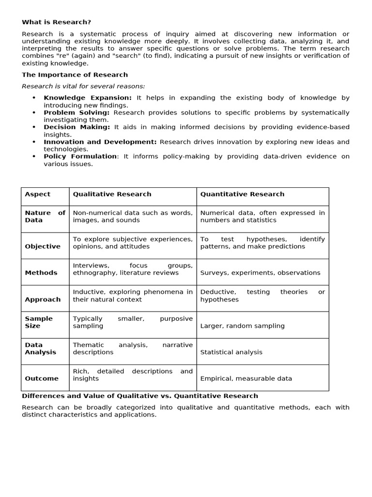Handout On Research As Inquiry | PDF | Methodology | Qualitative Research
