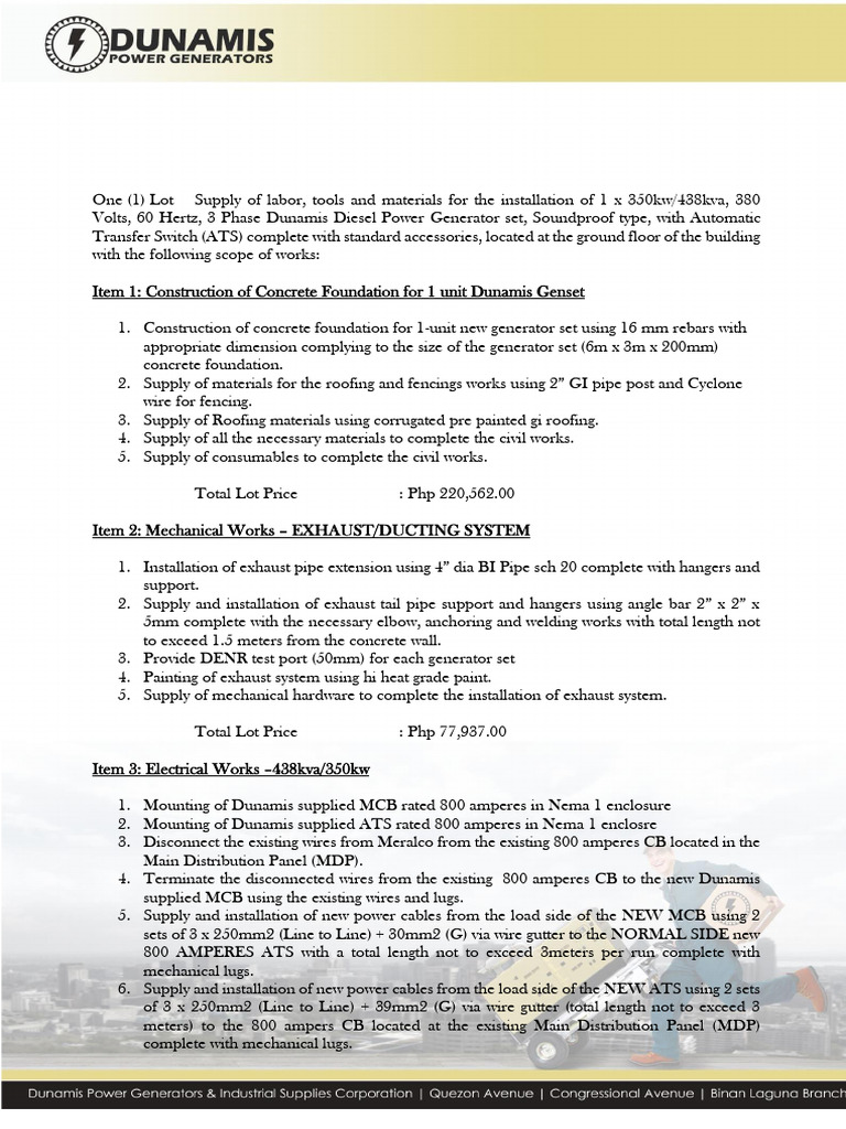 FCP 09062024210.Rev2.Attachment SOW.400kVA + ATS & ECB+ Installation ...