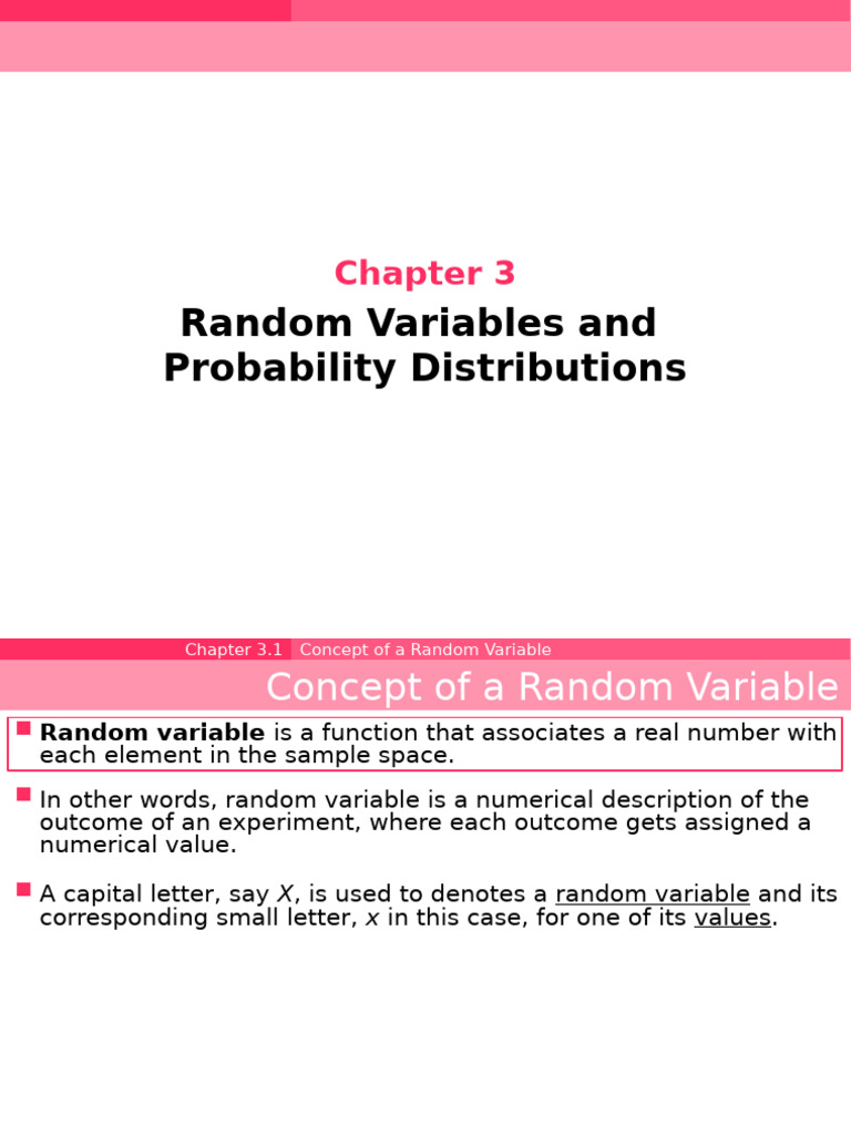 CH 3 Random Variables and Probability Distributions | PDF | Probability Distribution | Random ...