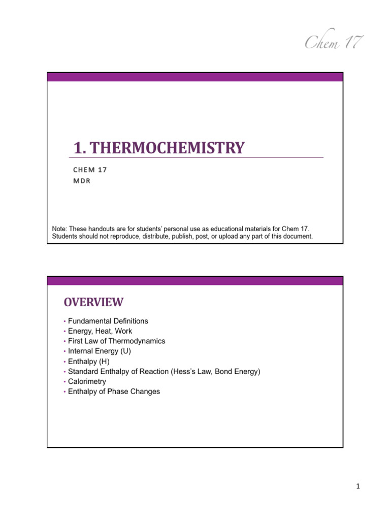 1 Thermochemistry | PDF | Heat | Heat Capacity