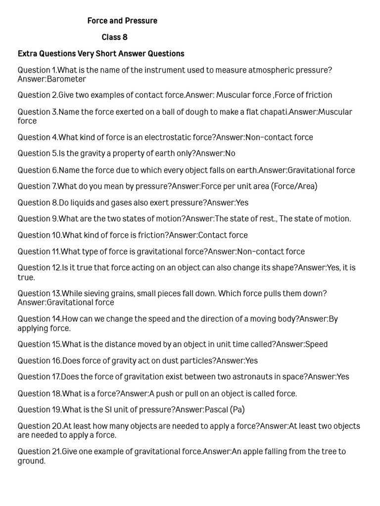 Physics Extra Questions - Docx - 20241003 - 143827 - 0000 | PDF | Friction | Force