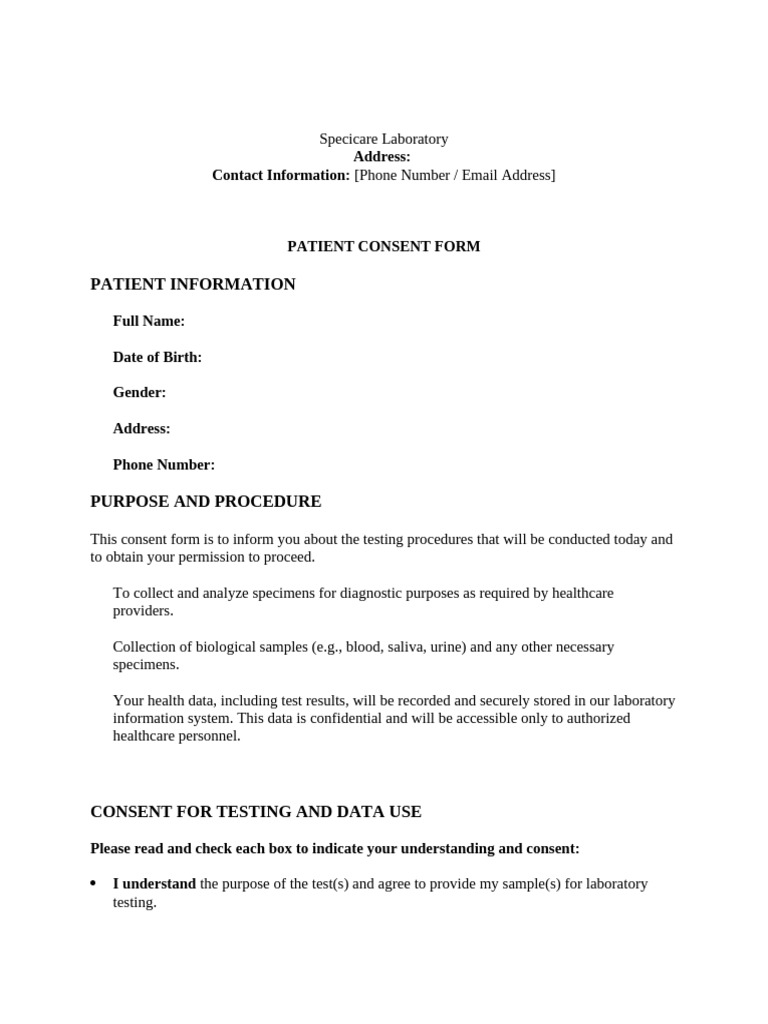 Patient's Consent Form | PDF | Consent | Patient