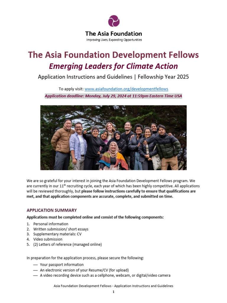 Application Instructions and Guidelines AFDF 2025 | PDF | Leadership ...