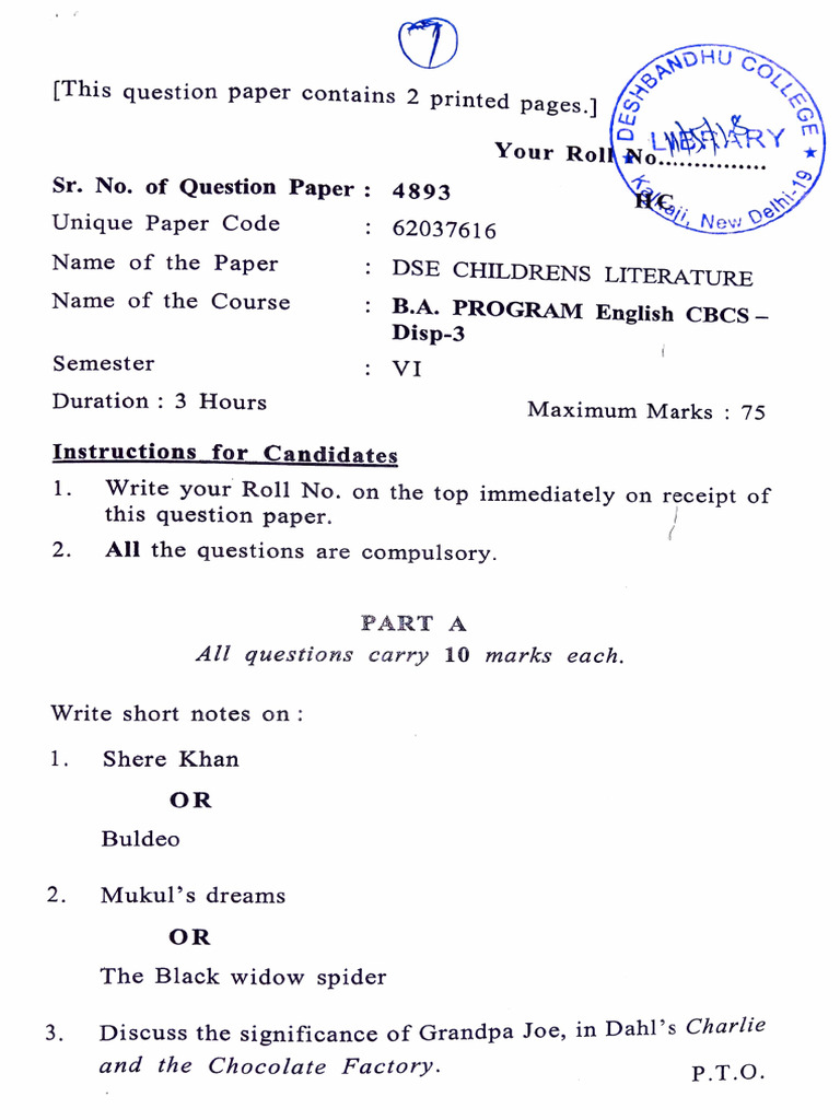 B.A. English Semester VI Exam Papers | PDF