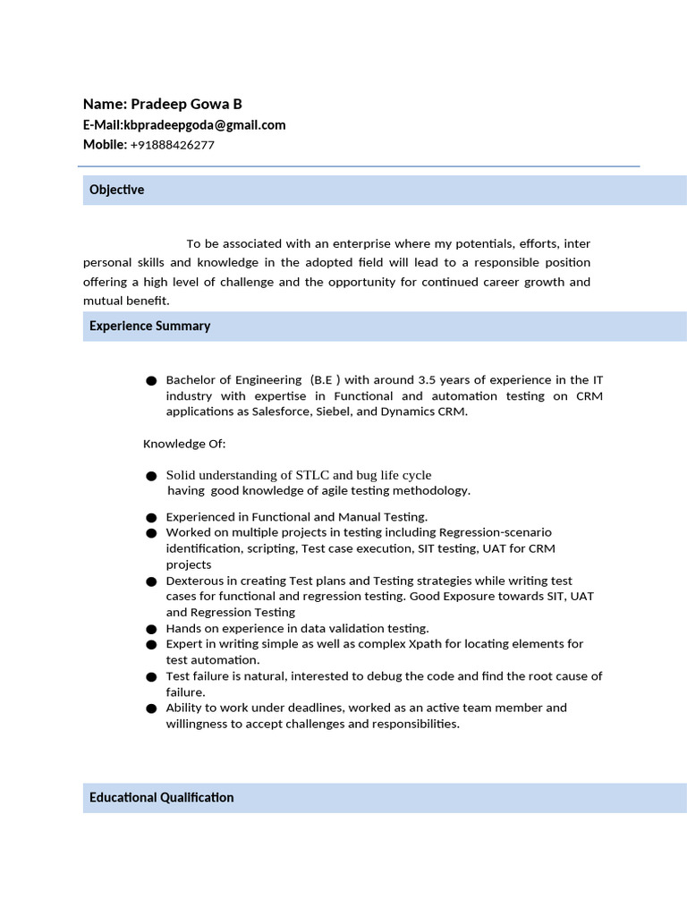 Pradeep SFDC RESUME | PDF | Customer Relationship Management | Information Technology