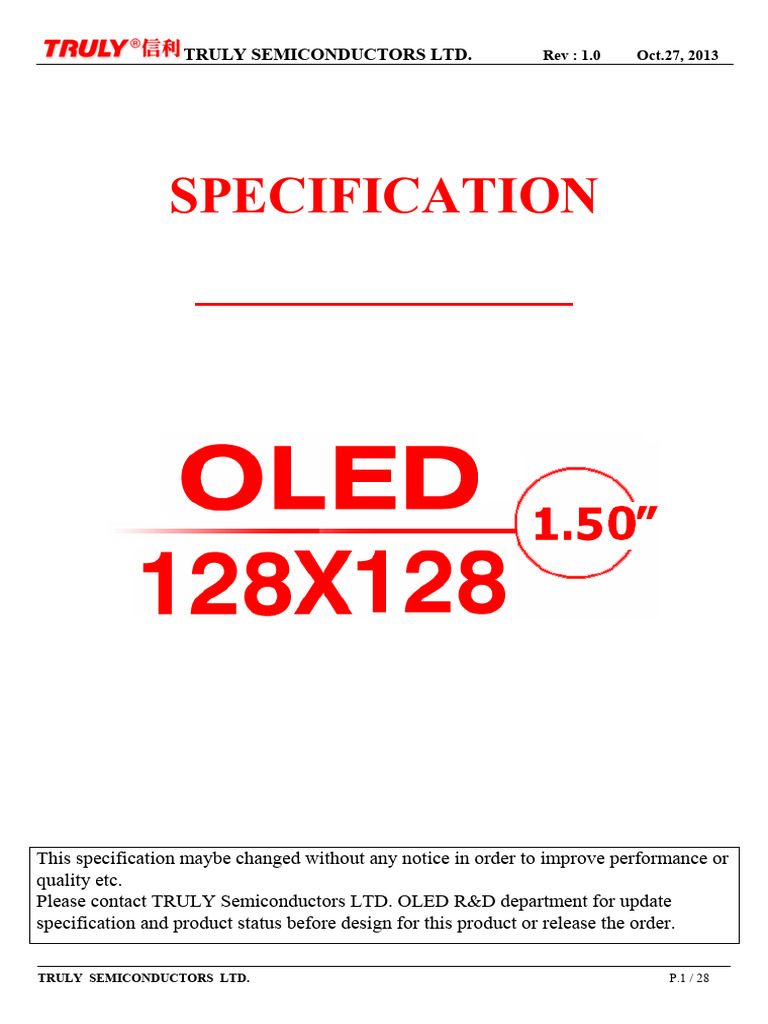 Oled LCD 24 - TRULY SEMICONDUCTORS LTD Pin | PDF | Soldering | Capacitor