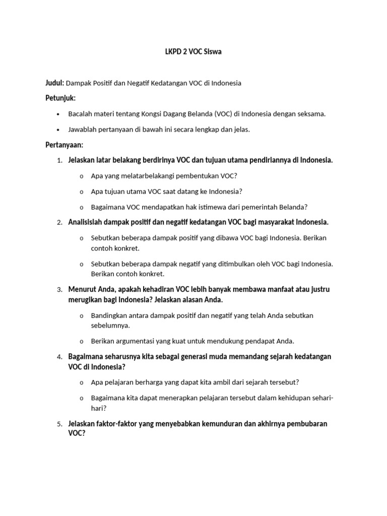 Dampak VOC di Indonesia | PDF