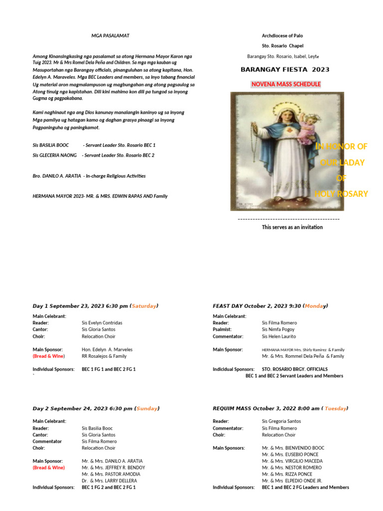 Fiesta BEC Program Simbahan | PDF | Christian Worship And Liturgy ...