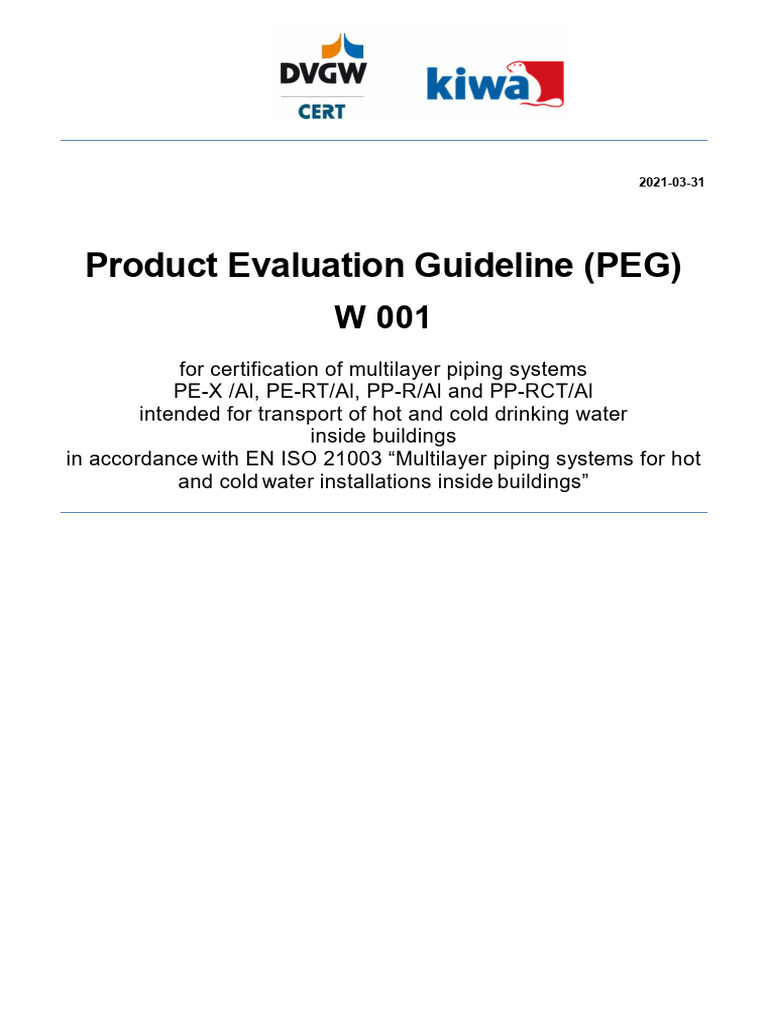 DVGW Cert Peg w001 202103 | PDF | Pipe (Fluid Conveyance) | Verification And Validation