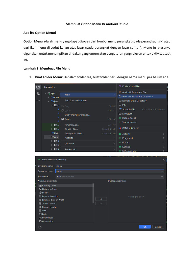 Panduan Membuat Option Menu Android | PDF
