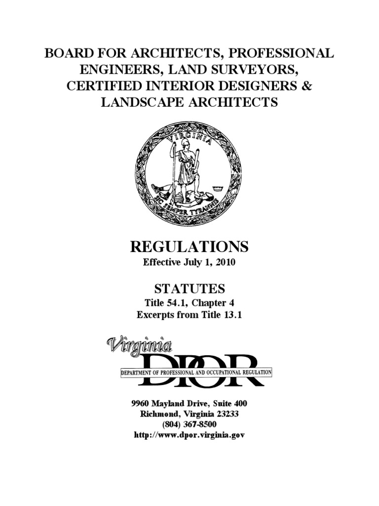 DPOR Board Regulations | PDF | Licensure | Architect