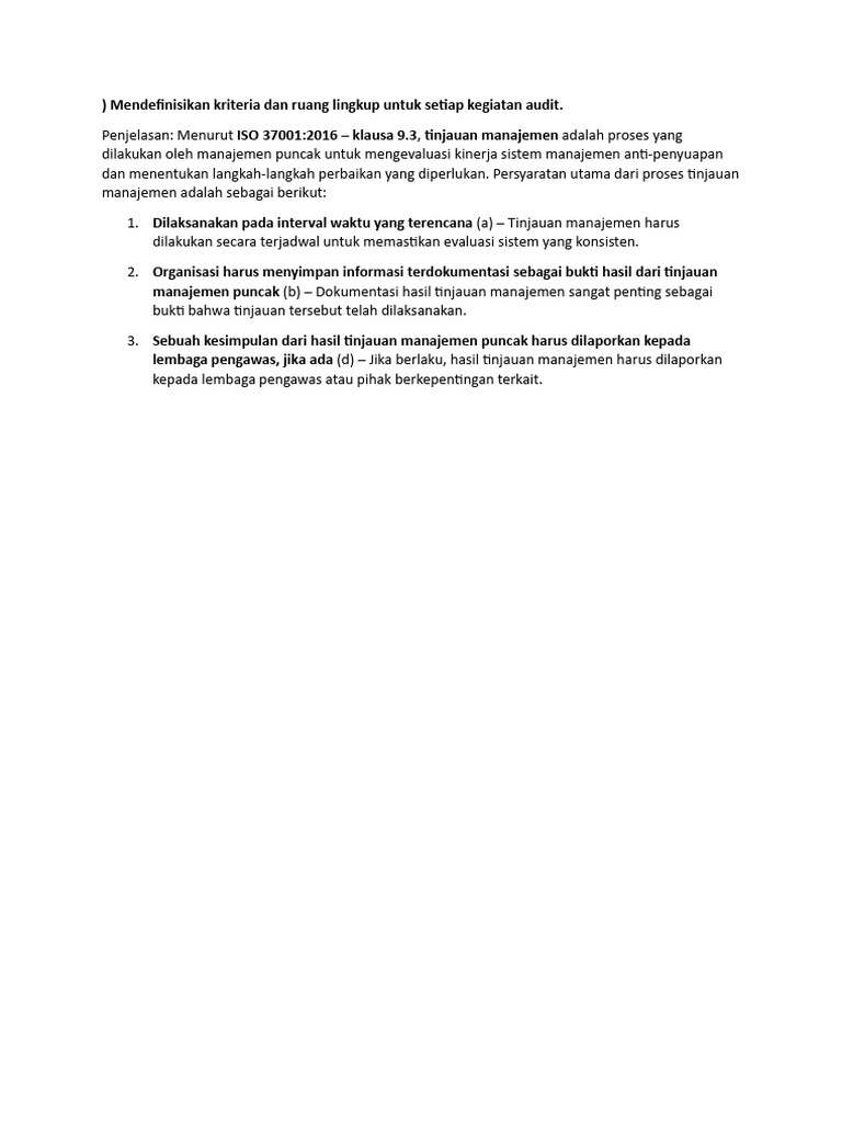 Kriteria Tinjauan Manajemen ISO 37001 | PDF
