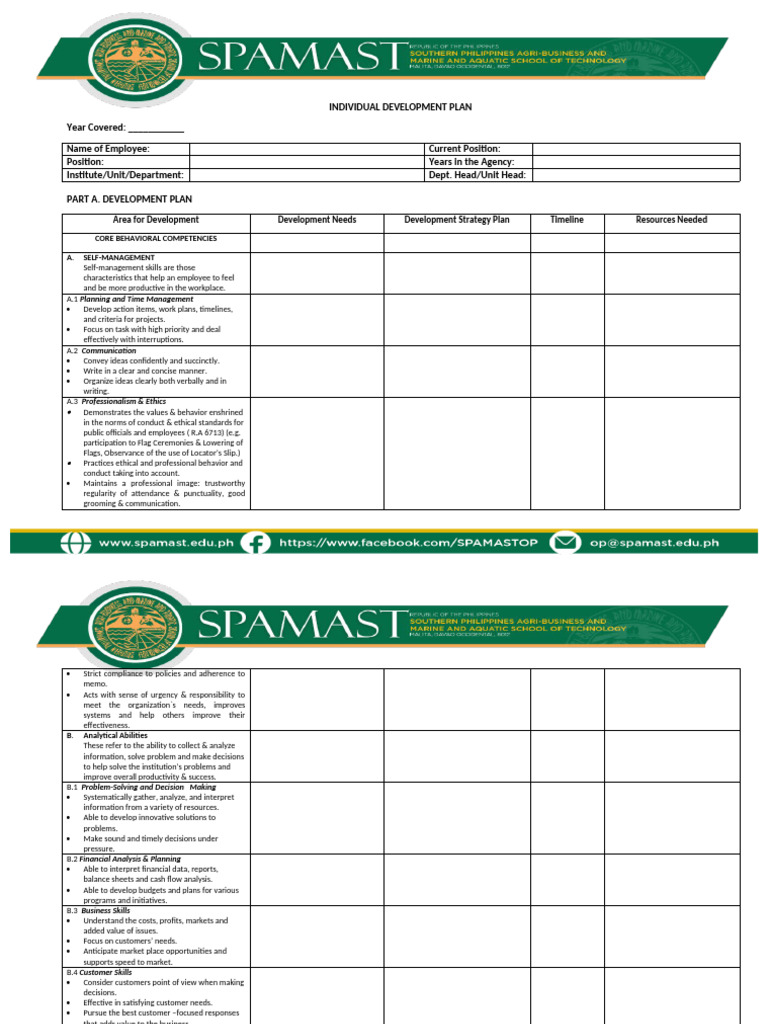 Individual Development Plan Template | PDF | Goal | Leadership