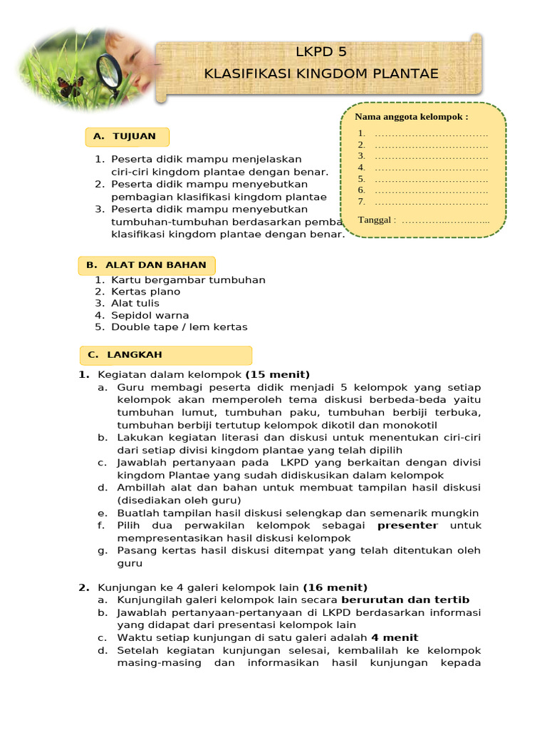 LKPD Plantae Print | PDF