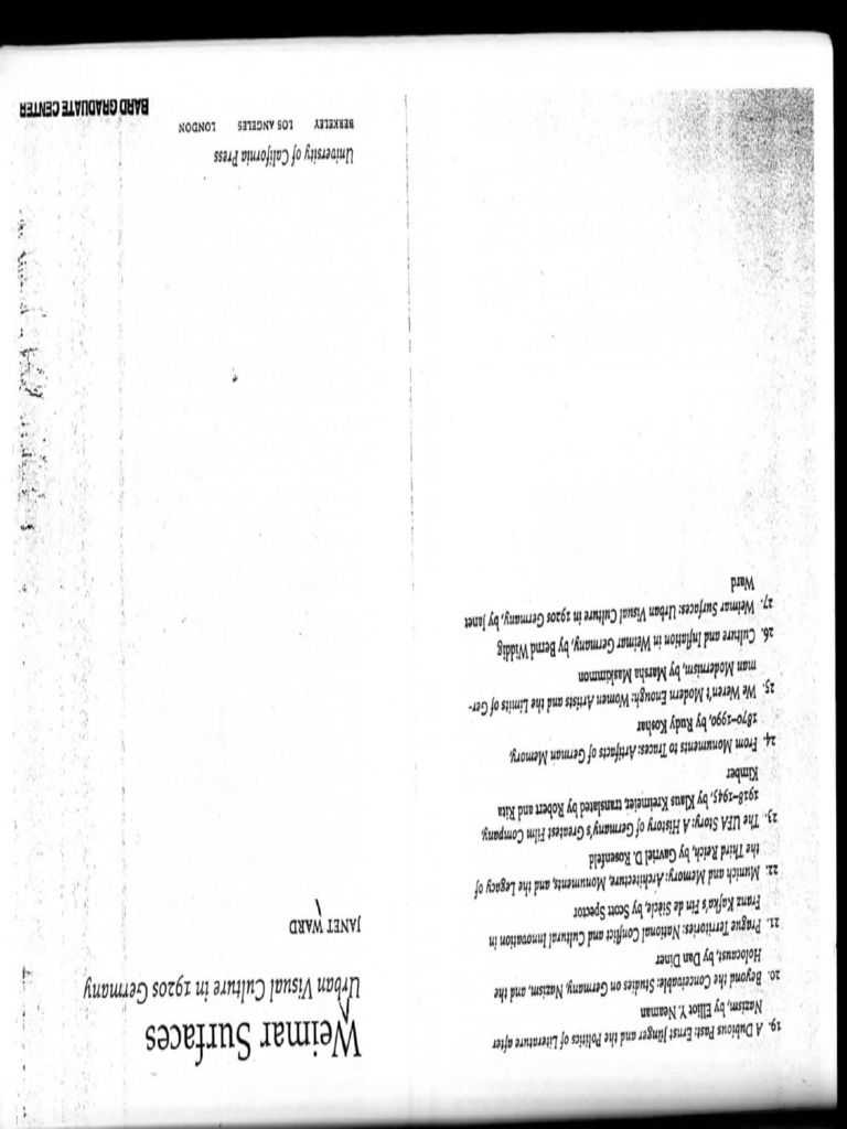 Weimar Surfaces - Urban Visual in 1920s Germany | PDF