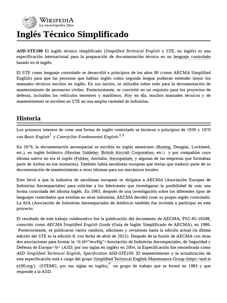 Inglés Técnico Simplificado: Guía ASD-STE100 | PDF | Mecánica del ...
