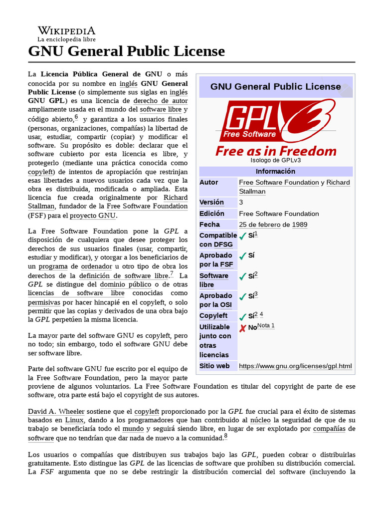 GNU General Public License | PDF | Ley de derechos de autor | Industria ...