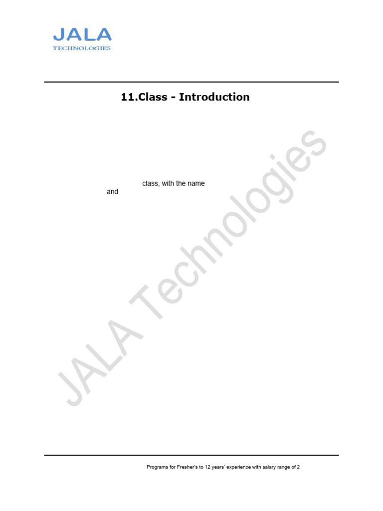 Class - Introduction | PDF
