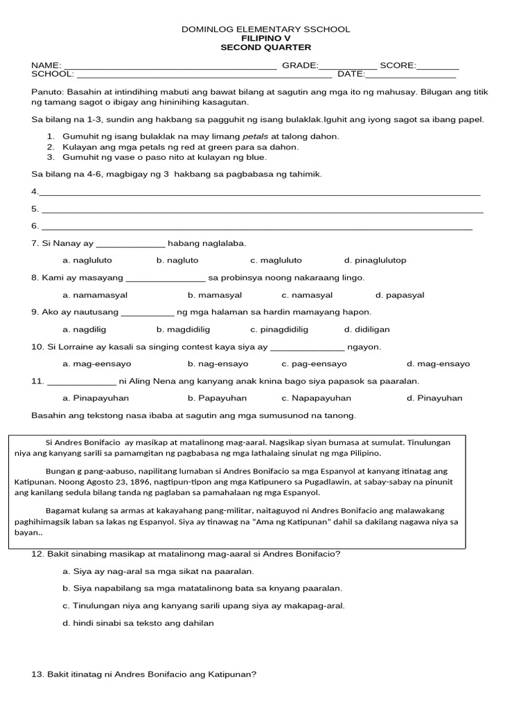 PT Filipino-5 Q2 | PDF