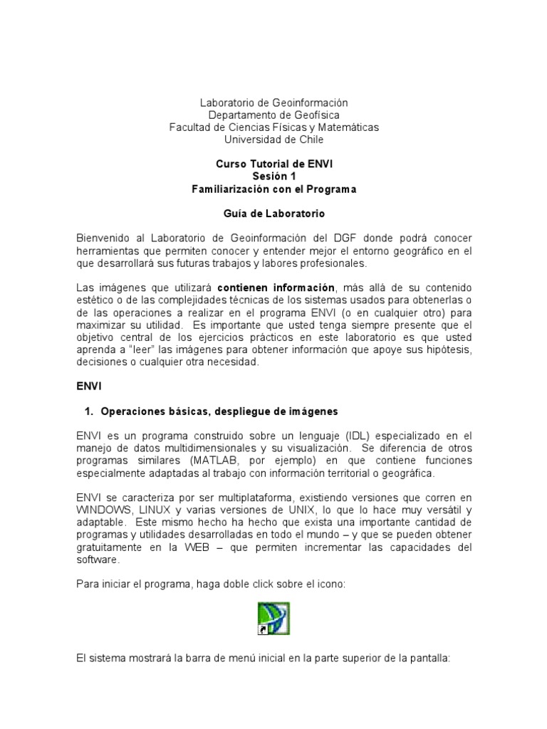 Tutorial Envi Guia Lab 1 | PDF | Ventana (informática) | Software