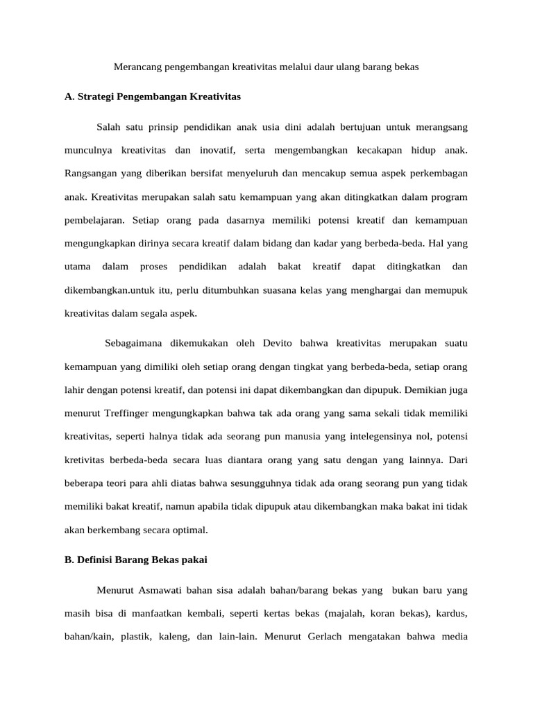 Kreativitas Anak Melalui Daur Ulang Barang Bekas | PDF | Karier & Perkembangan | Kesehatan Holistik